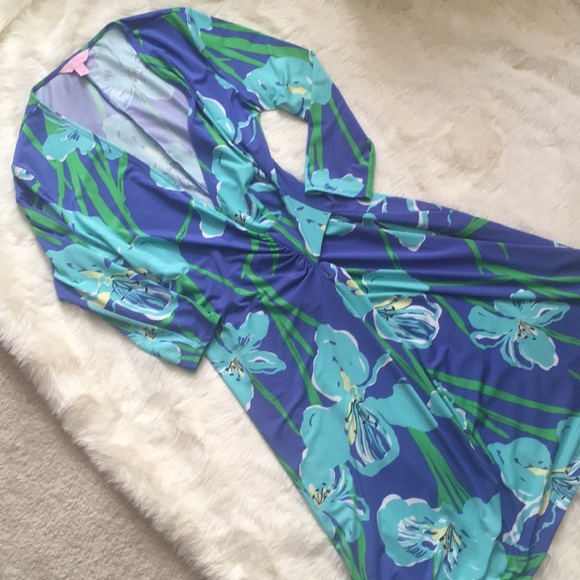 Lilly Pulitzer | Dresses | Lilly Pulitzer Yvette Iris Blue Chablis Wrap ...